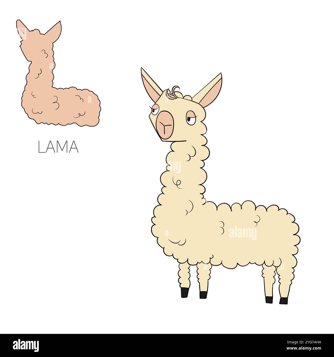 Alphabet letter L lama children vector Stock Vector Image & Art - Alamy