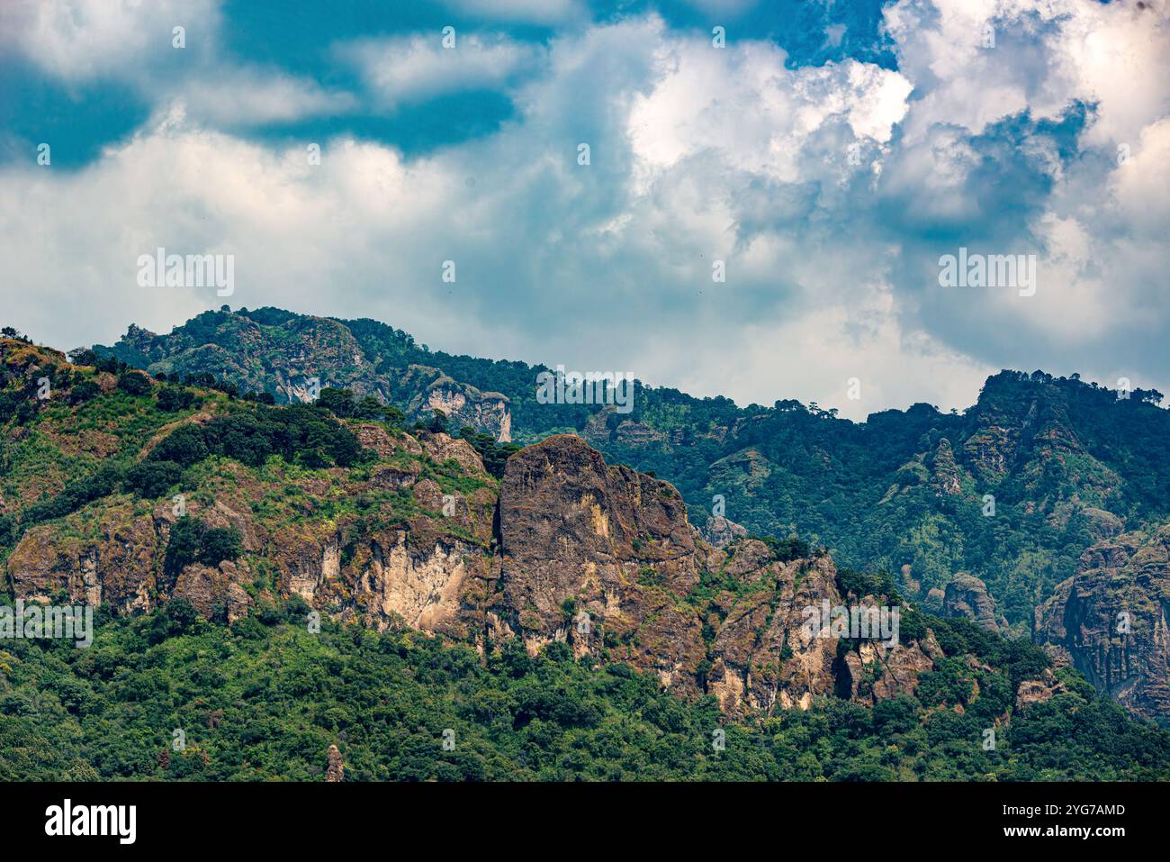 A stunning aerial view of the Monte Tepozteco in Tepoztlán, Morelos ...