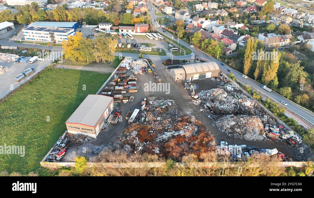 Recycling car scrap recycle station yard shop dump pile filled ...