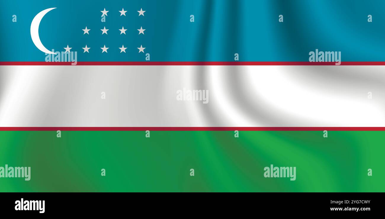 Flag of Uzbekistan. Uzbek national symbol in official colors. Template ...