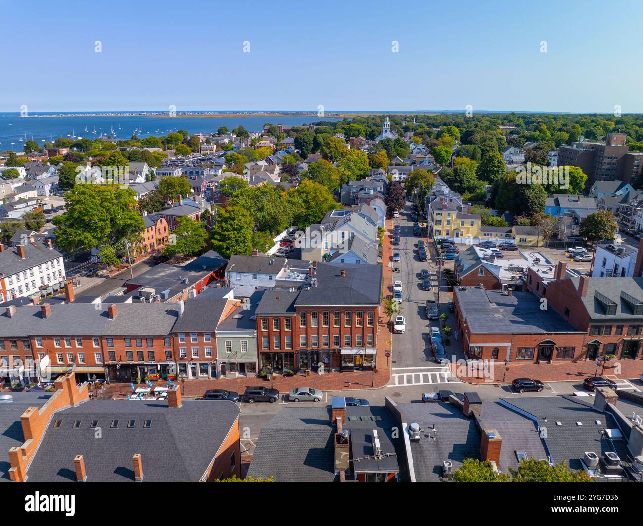 Newburyport historic downtown aerial view on State Street, Newburyport ...