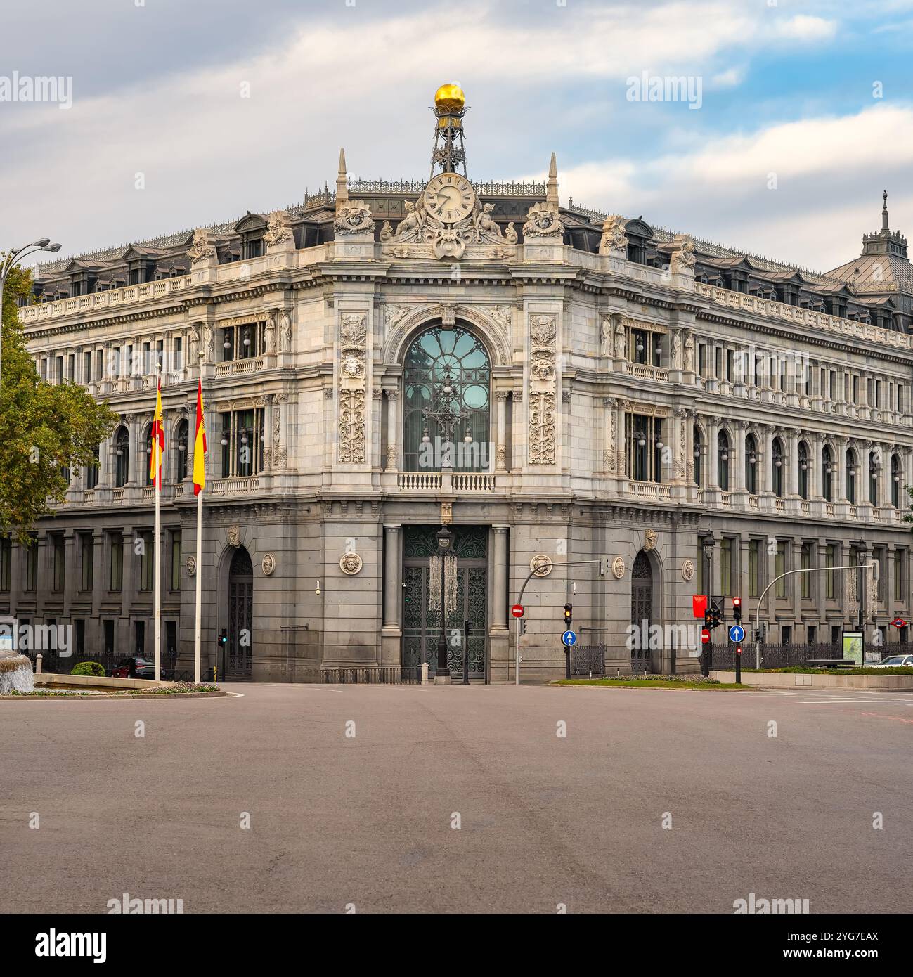 Famous corner of the Spanish central bank building in the country's ...
