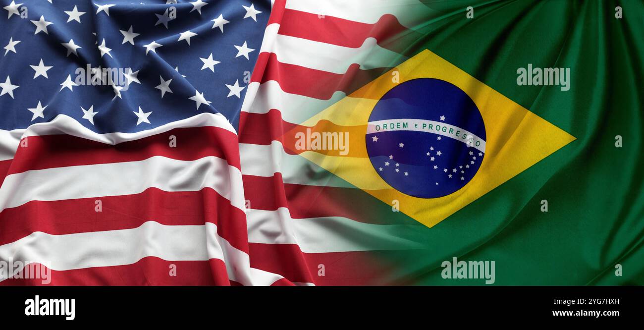 American flag and Brazilian flag composite blend together Stock Photo ...