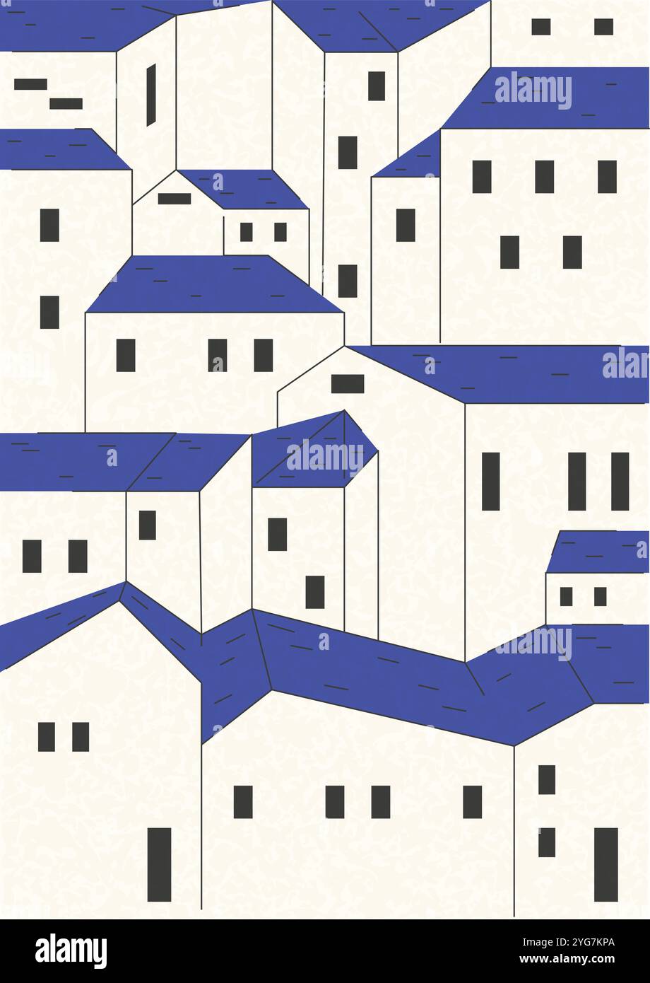 Cute tiny houses cartoon small town illustration. Minimalism city ...