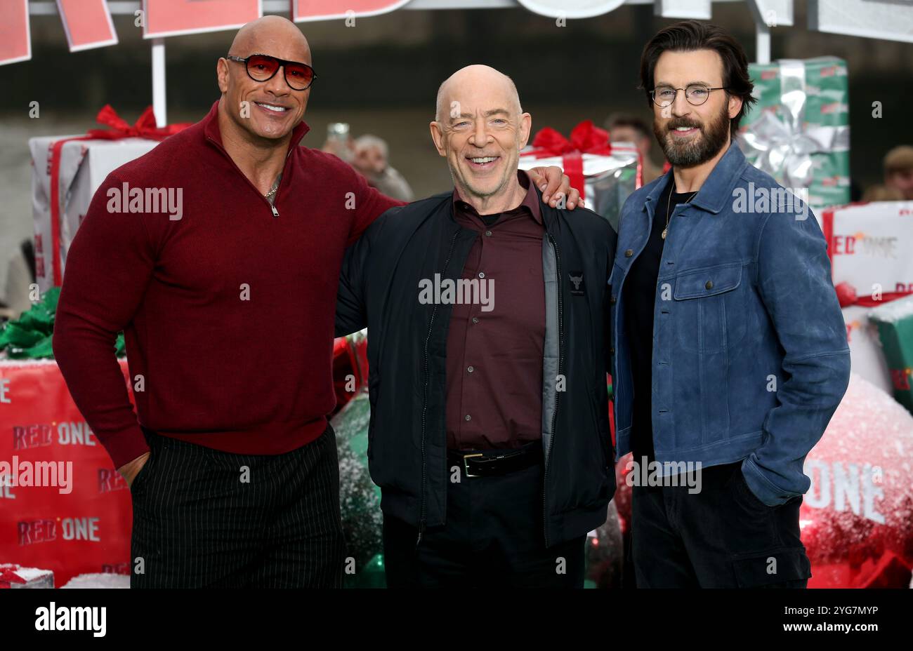 London, UK. 06th Nov, 2024. Dwayne Johnson, J. K. Simmons and Chris ...