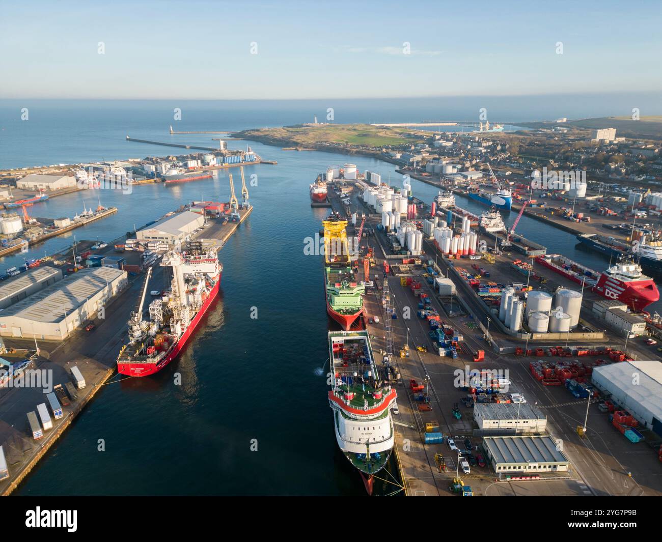 Oil Industry ships in Aberdeen harbour, Scotland UK Stock Photo - Alamy