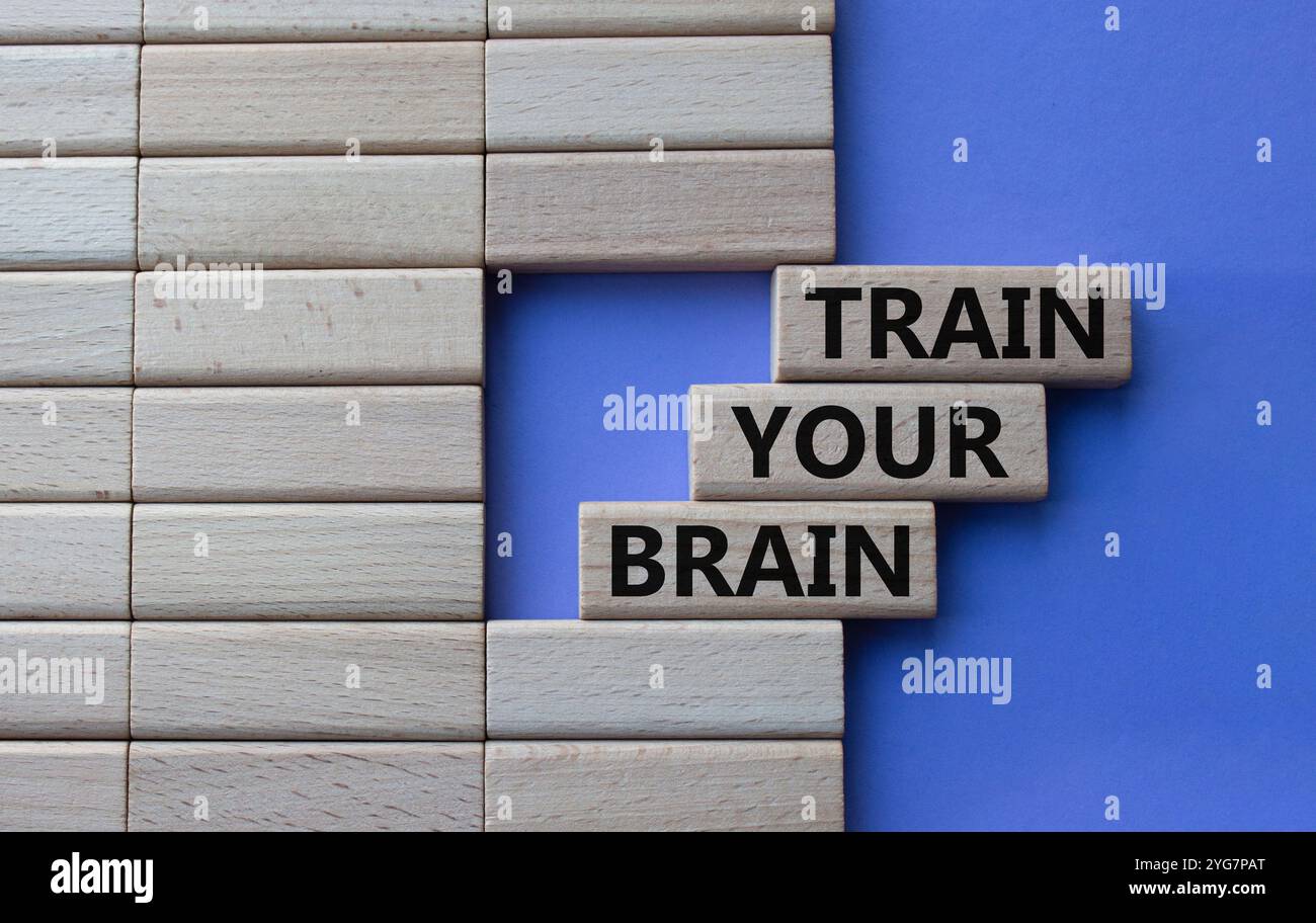 Train Your Brain symbol. Concept words Train Your Brain on wooden ...