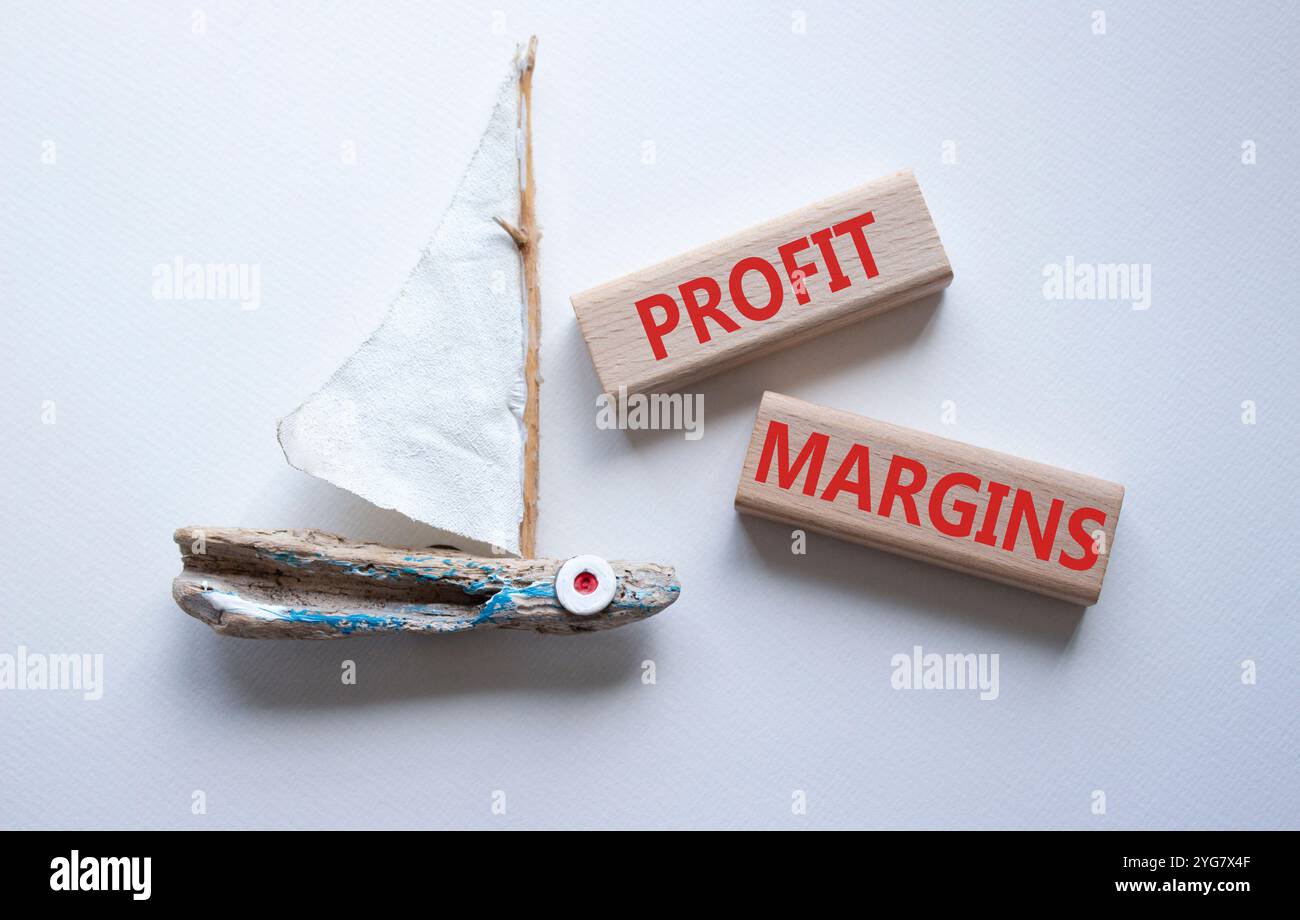 Profit Margins symbol. Concept word Profit Margins on wooden blocks ...