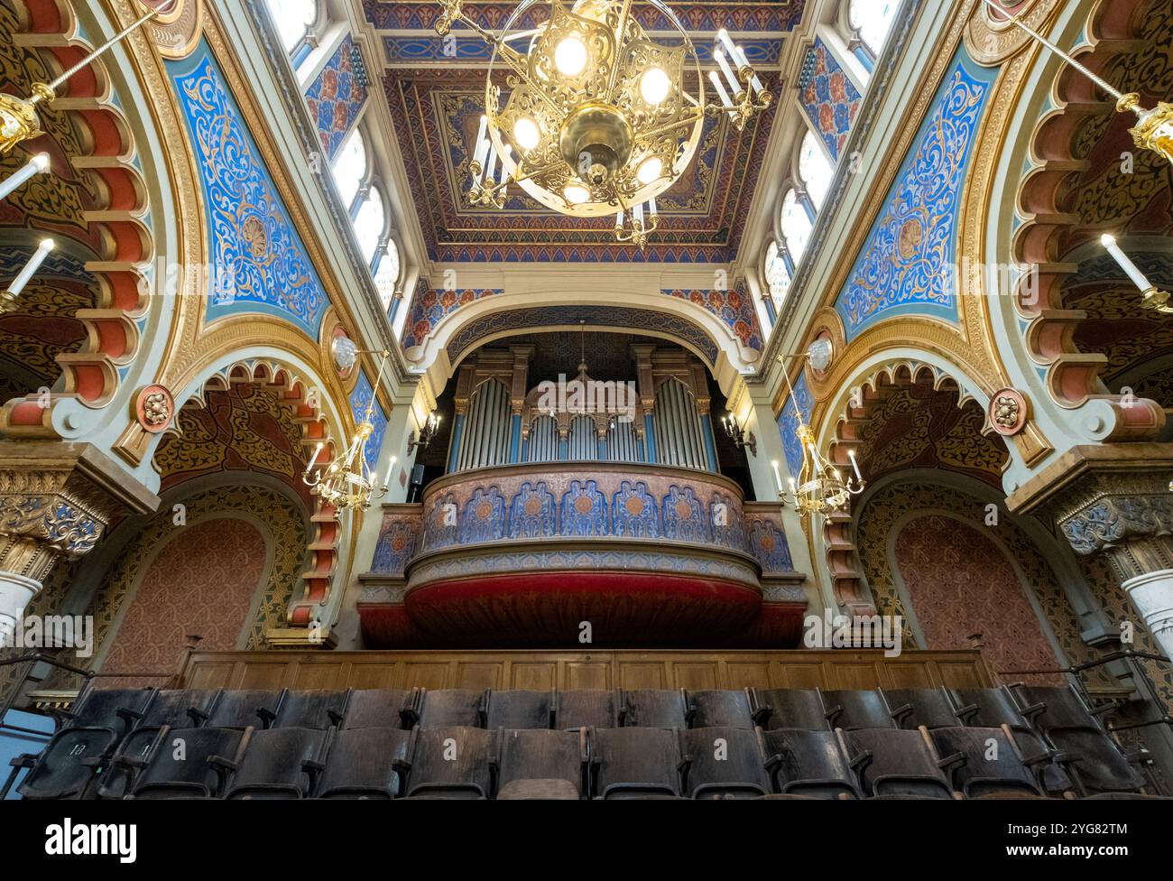 Interior of the highly ornate and colourful Jerusalem Synagogue, also ...