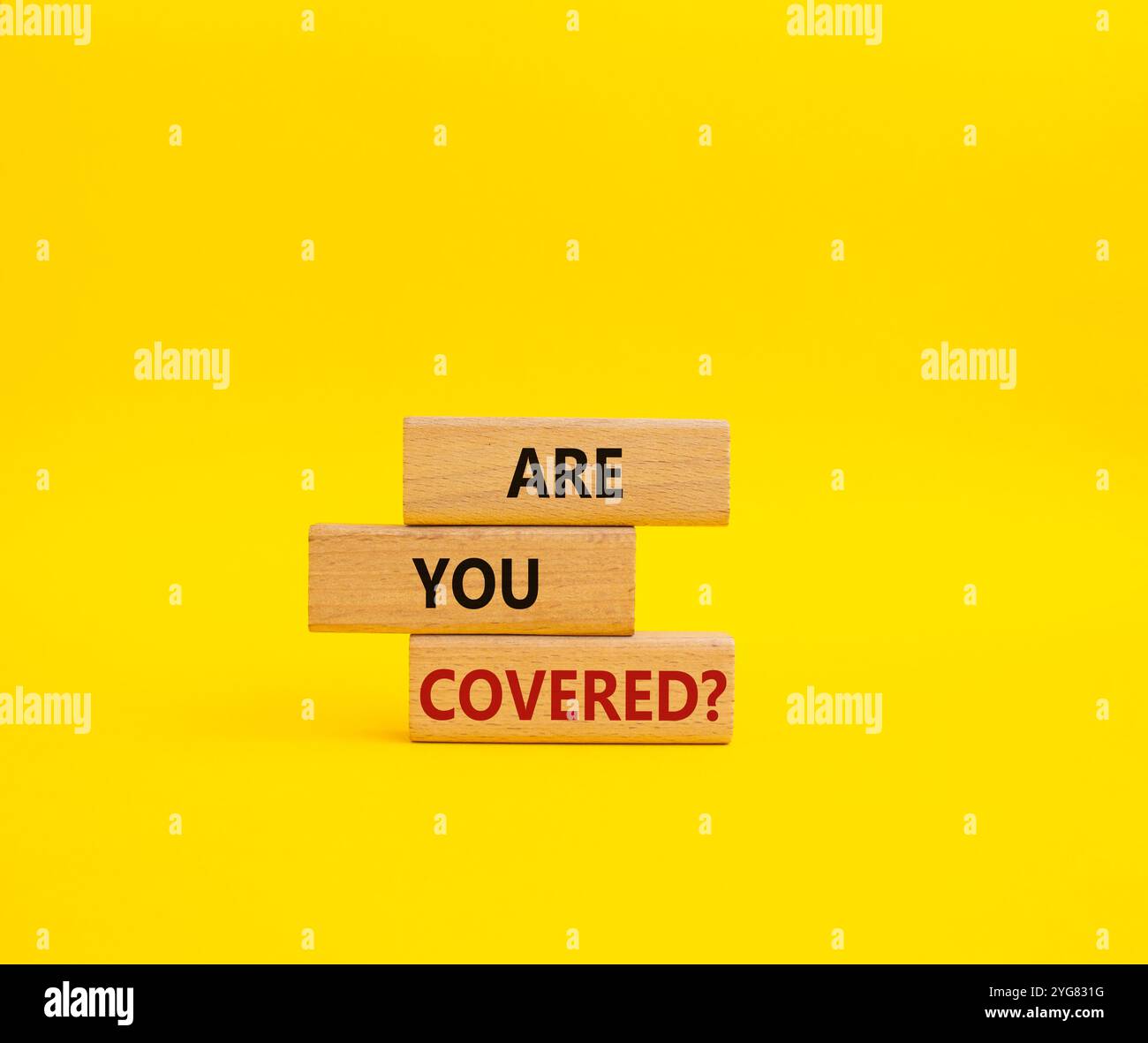 Are you covered symbol. Concept words Are you covered on wooden blocks ...