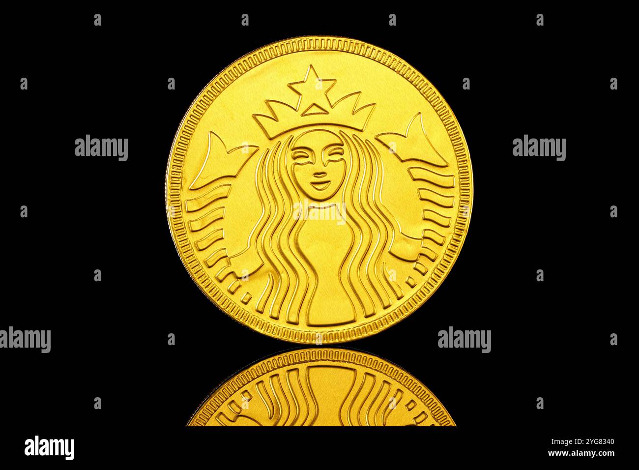 Starbucks Large Chocolate Coin Stock Photo - Alamy