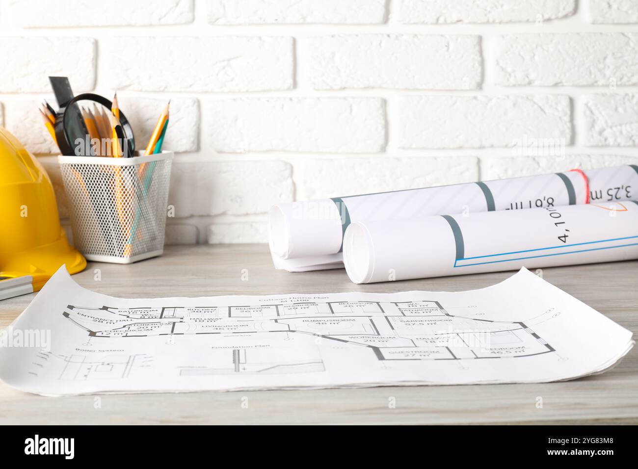 Construction drawings different tools hi-res stock photography and ...