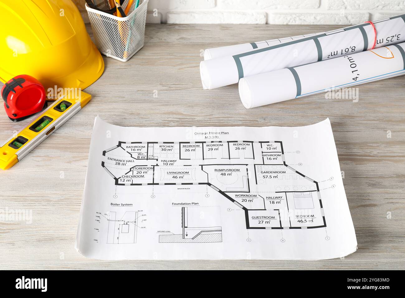 Construction drawings different tools hi-res stock photography and ...