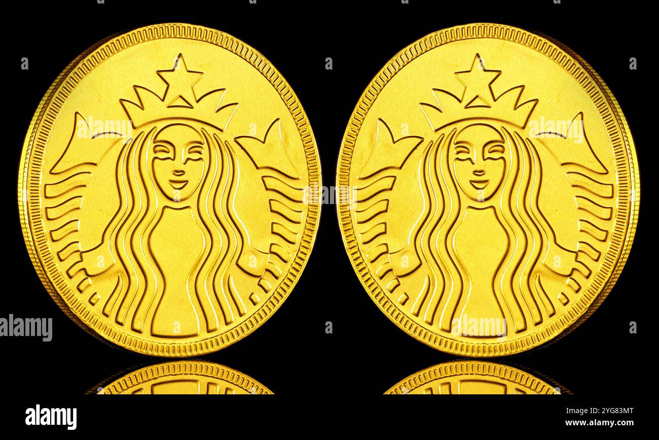 Starbucks Large Chocolate Coin Stock Photo - Alamy