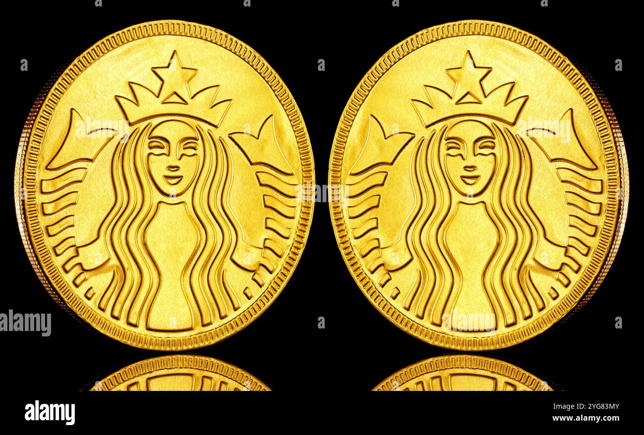 Starbucks Large Chocolate Coin Stock Photo - Alamy