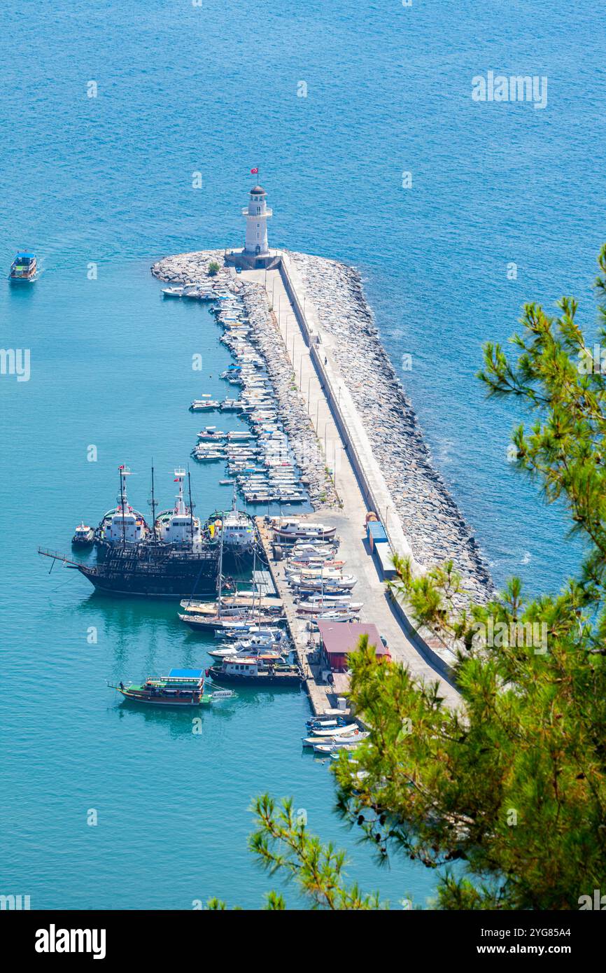 Mandraki port with fort of St. Nicholas and windmills, Rhodes, Greece ...