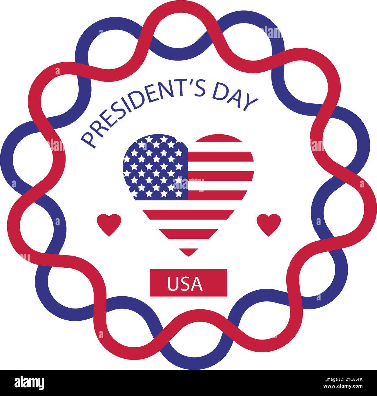 USA Heart Icon for President's Day with US Flag Colors and Brush ...
