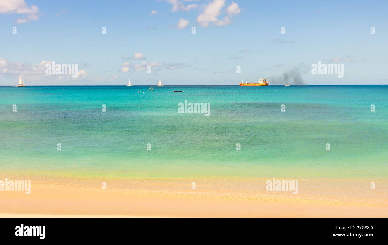 Barbados Island's Sandy Paradise Beach, Caribbean Island Stock Photo ...