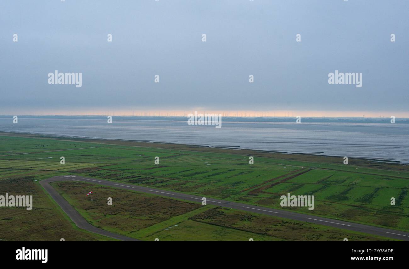 aerial view from the lighthouse of Norderney, Germany across the island ...