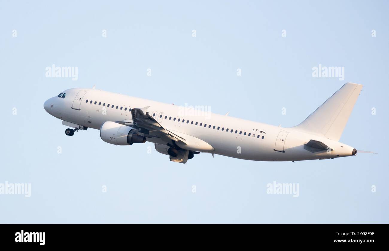 Airbus A320-232 with registration LY-WIL of Getjet Airlines taking off ...
