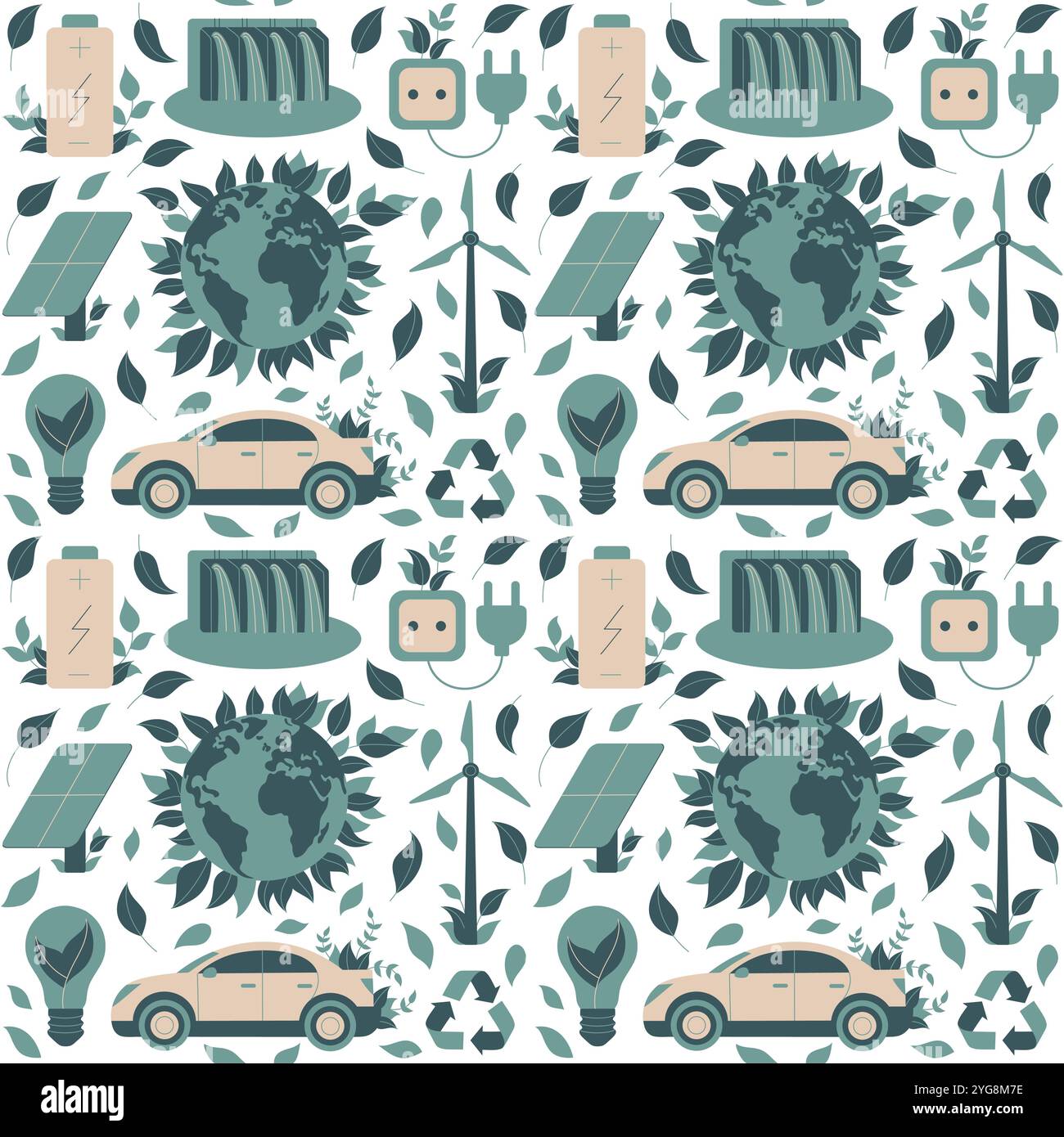 Seamless eco pattern with icons of green energy Stock Vector Image ...