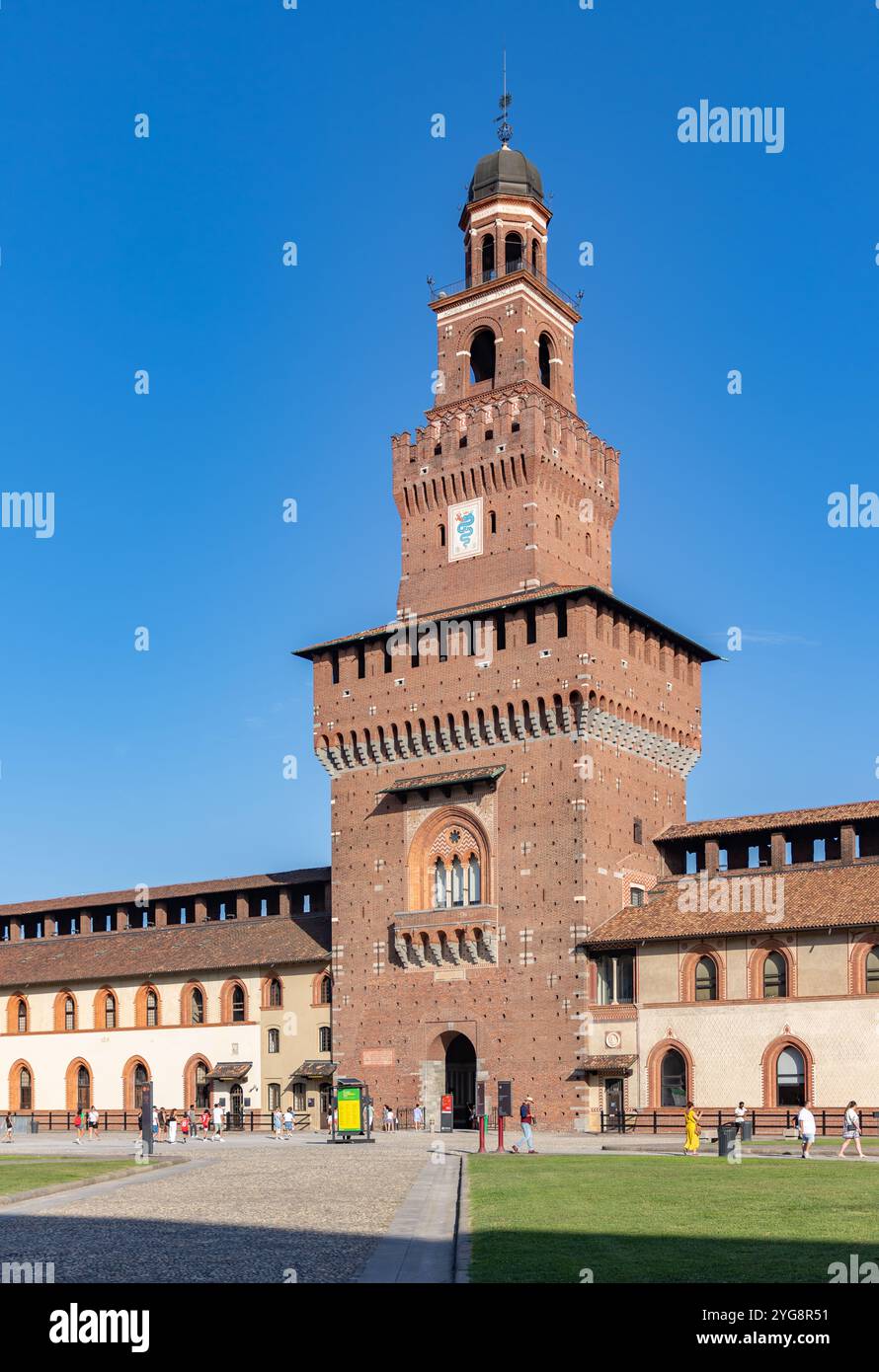 A picture of the Filarete Tower at the Courtyard of Arms of the ...