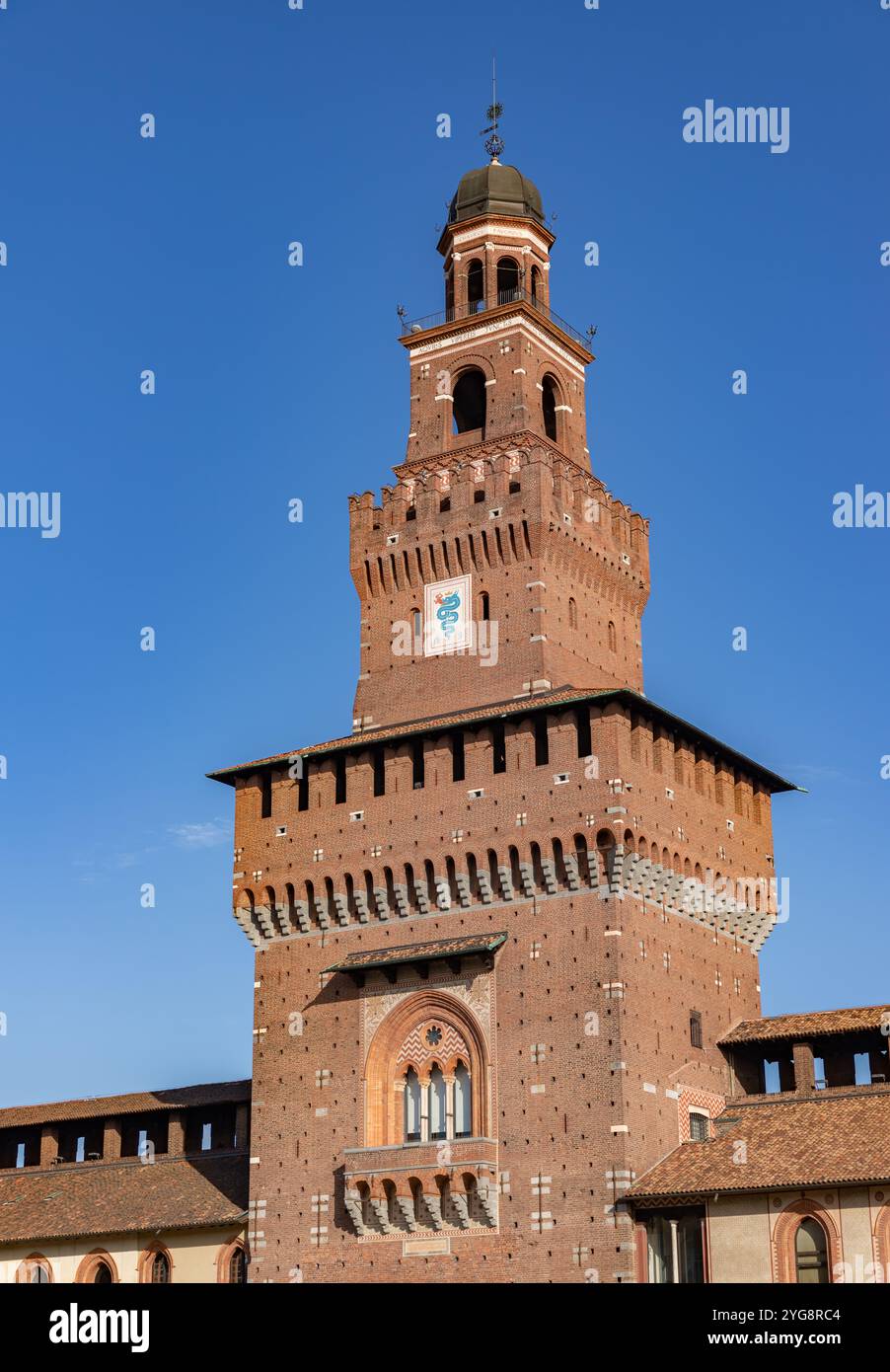 A picture of the Filarete Tower at the Sforzesco Castle, Milano Stock ...