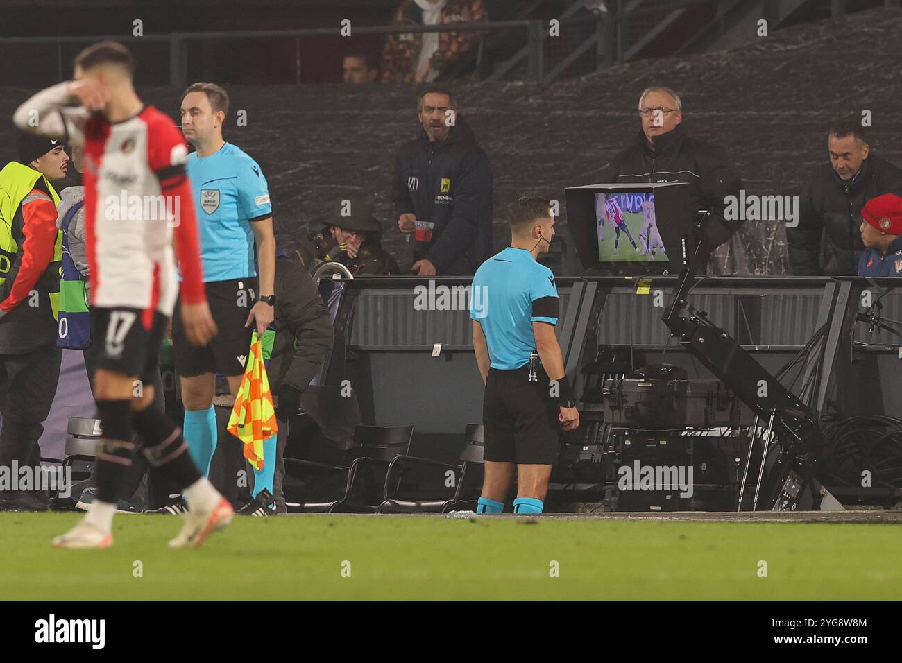 ROTTERDAM, NETHERLANDS - NOVEMBER 6: Referee Donatas Rumsas check out ...