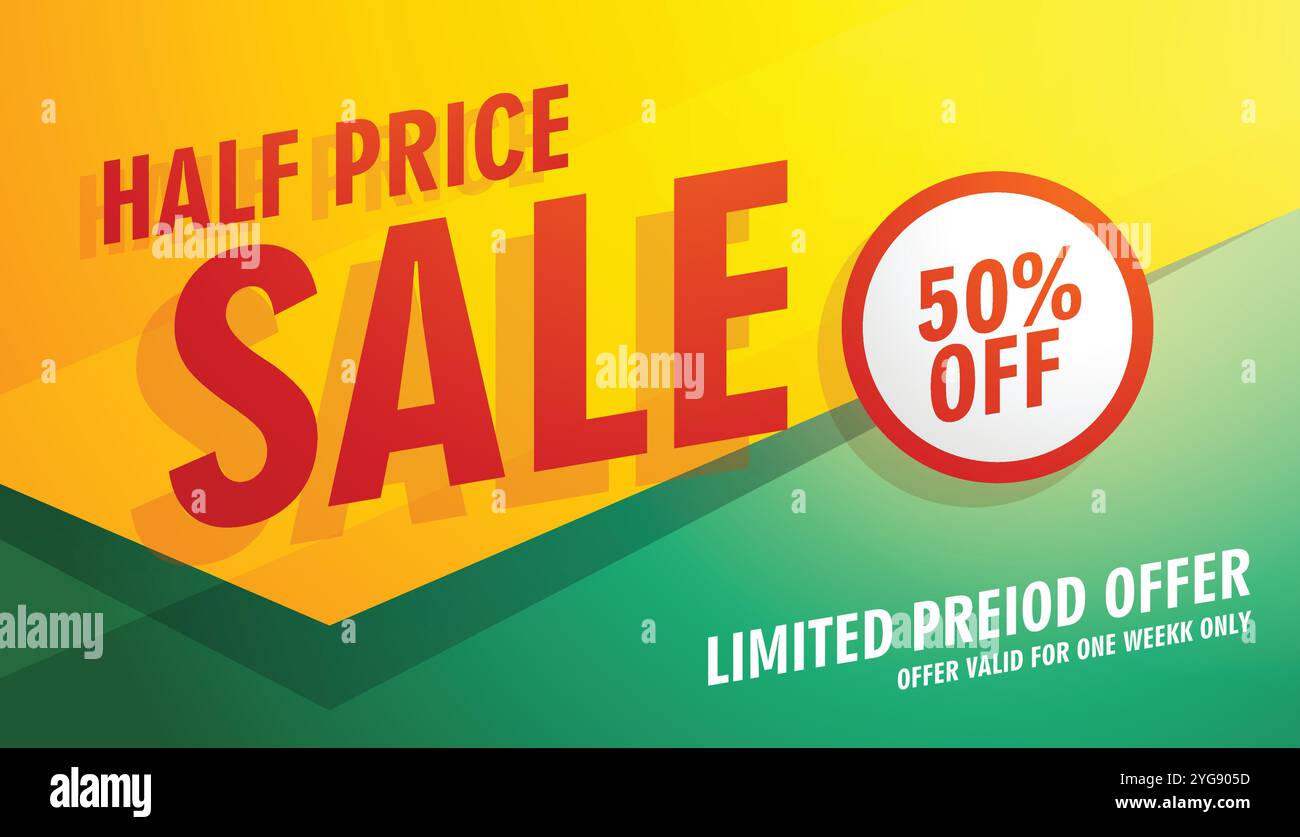 Half price banner template hi-res stock photography and images - Alamy