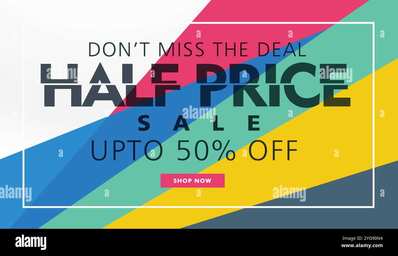 Half price banner template hi-res stock photography and images - Alamy