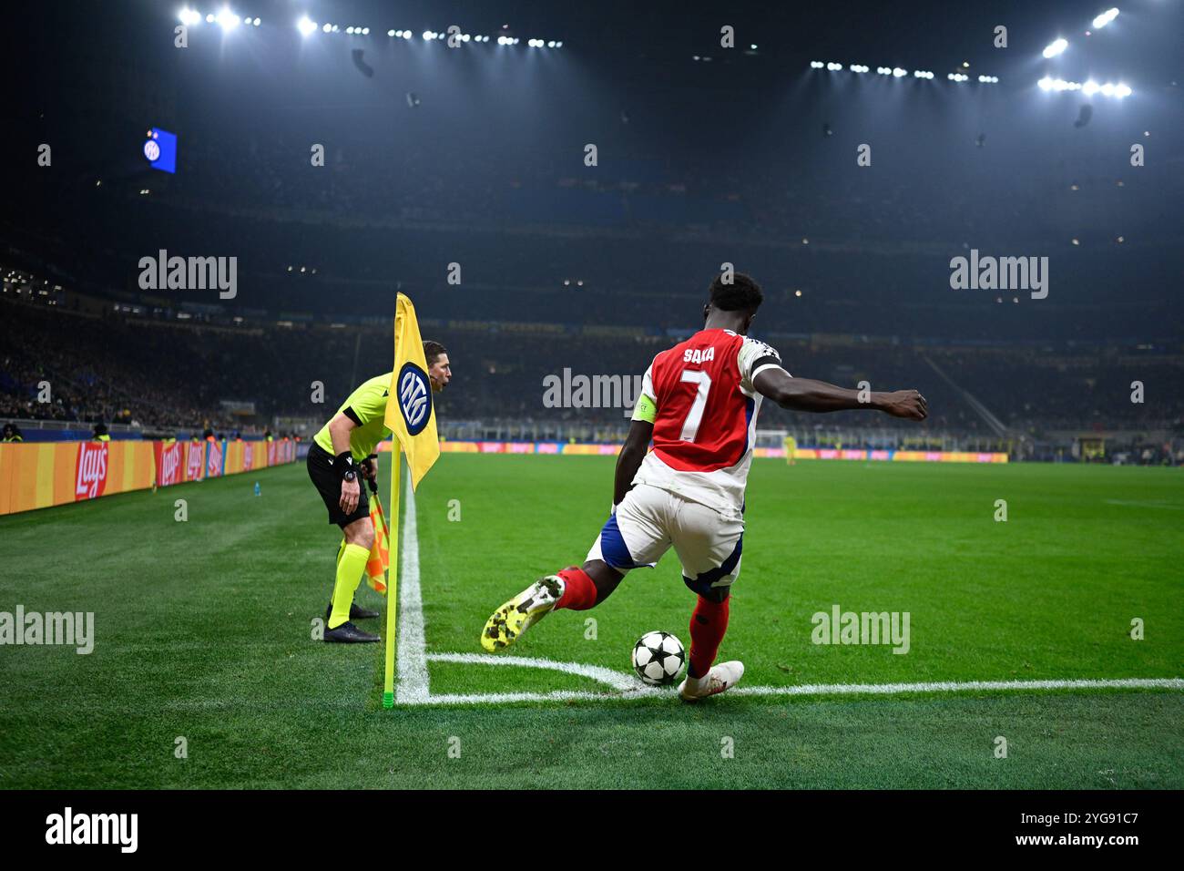 Bukayo Saka of Arsenal FC during the UEFA Champions League stage match ...