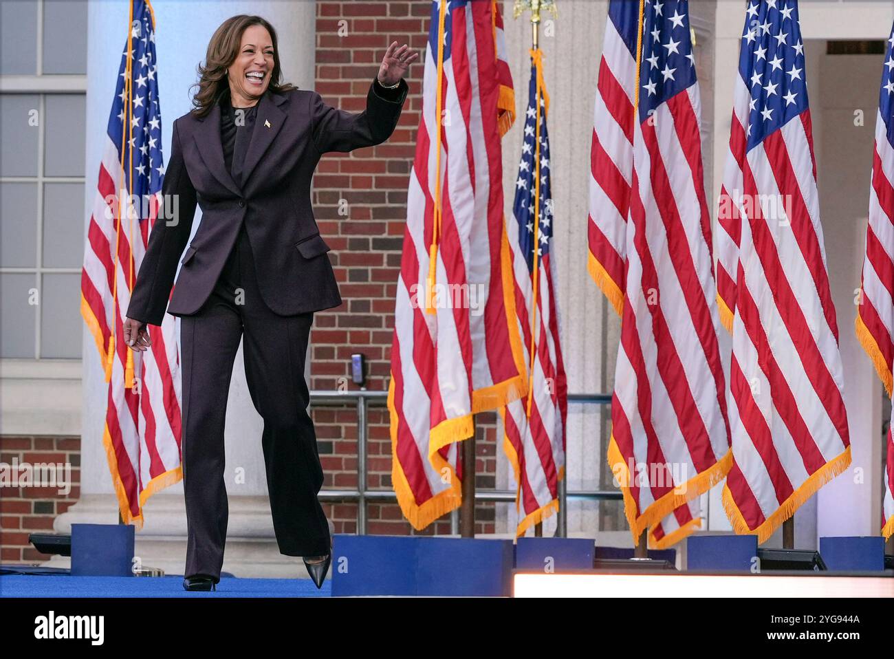 Vice President Kamala Harris arrives to give a concession speech after ...