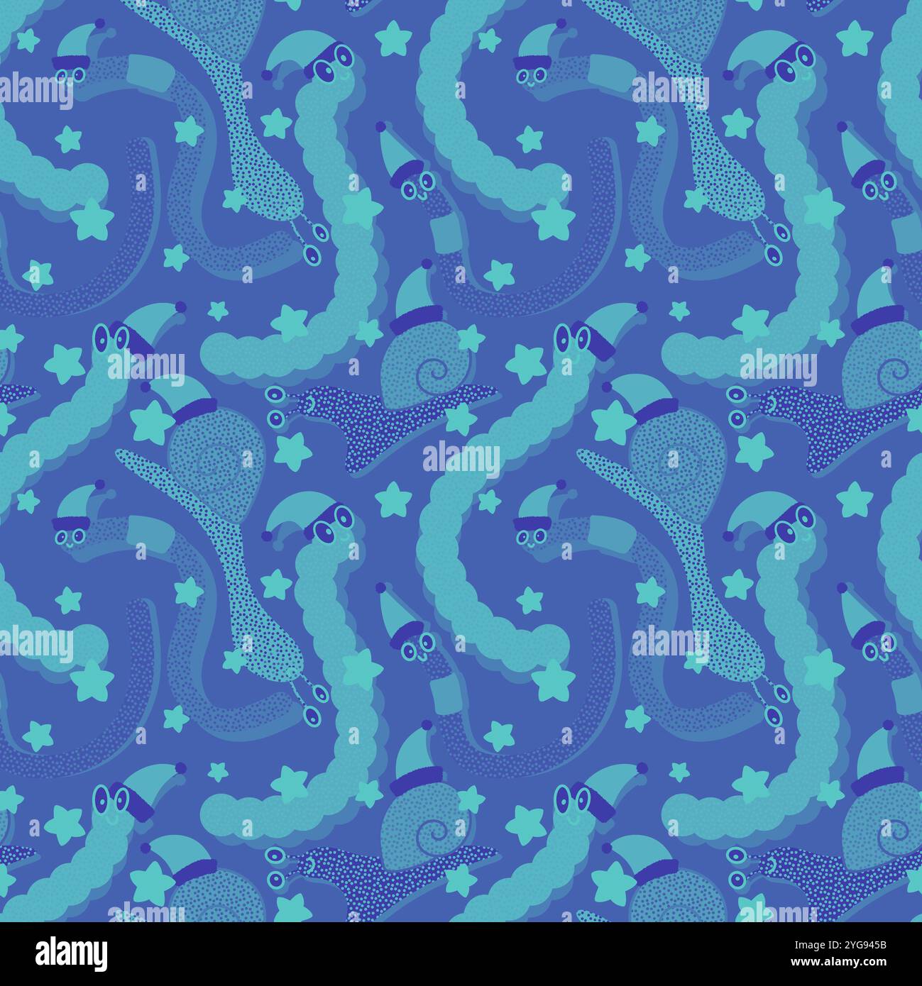 Christmas animals seamless worms and Santa hat pattern for wrapping ...