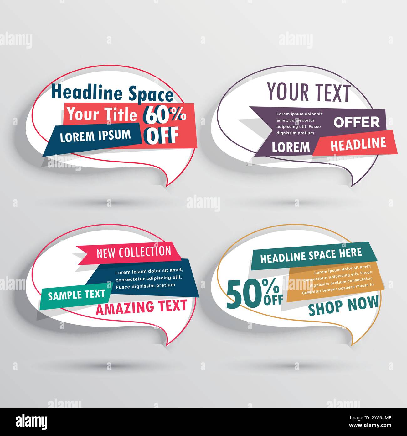 set of sales banners in abstract chat bubble style Stock Vector Image ...