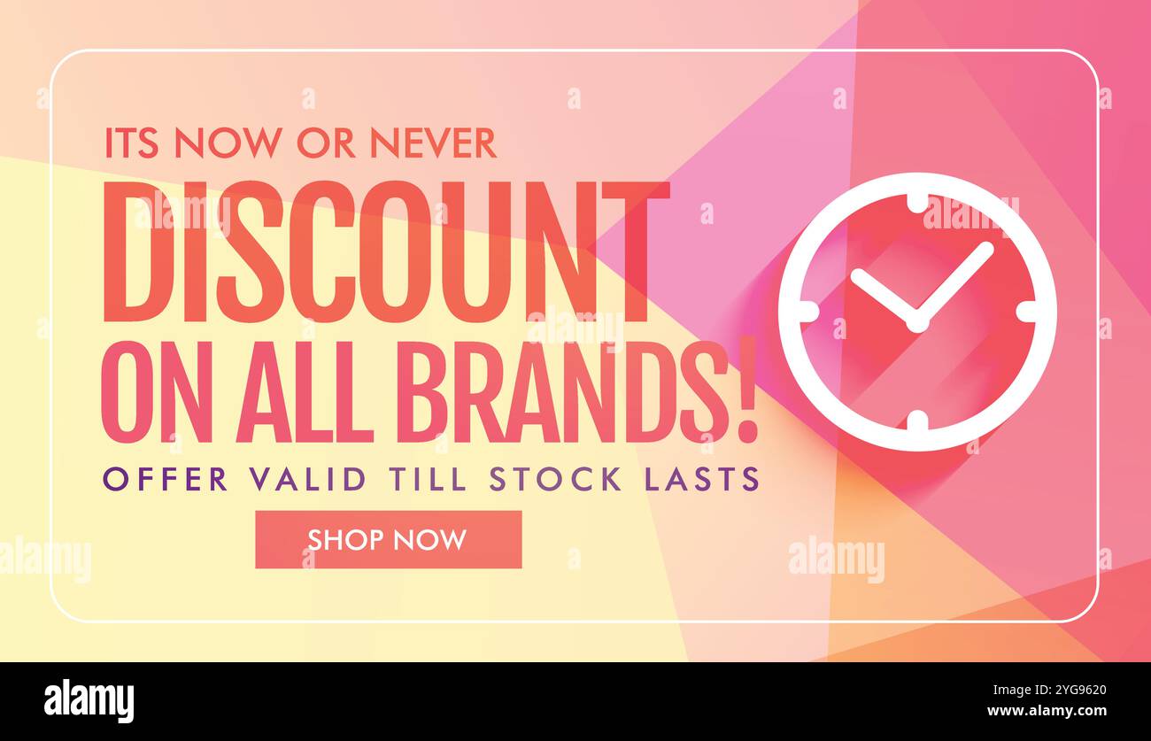 discount and sale banner design with clock icon Stock Vector Image ...