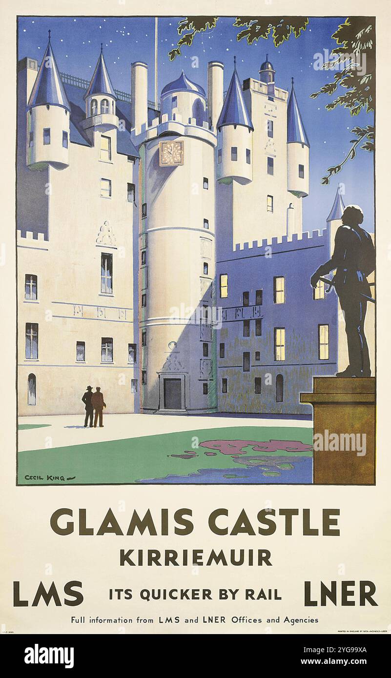 Glamis Castle- Kirriemuir "It's Quicker by Rail" by LNER. Vintage ...