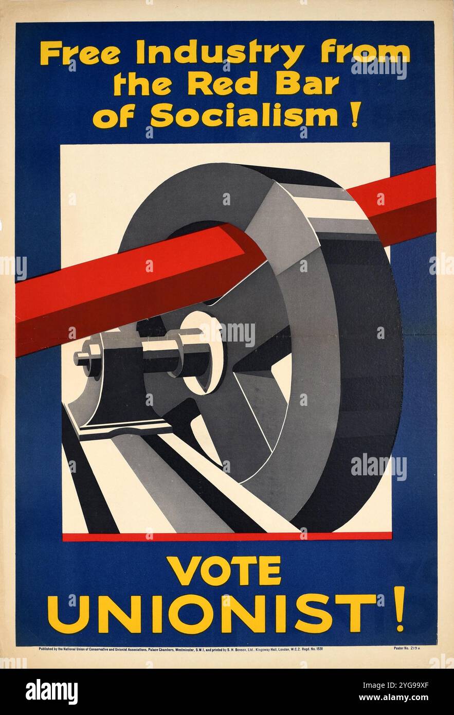 Vintage British Political Poster: "Free Industry from the Red Bar of ...