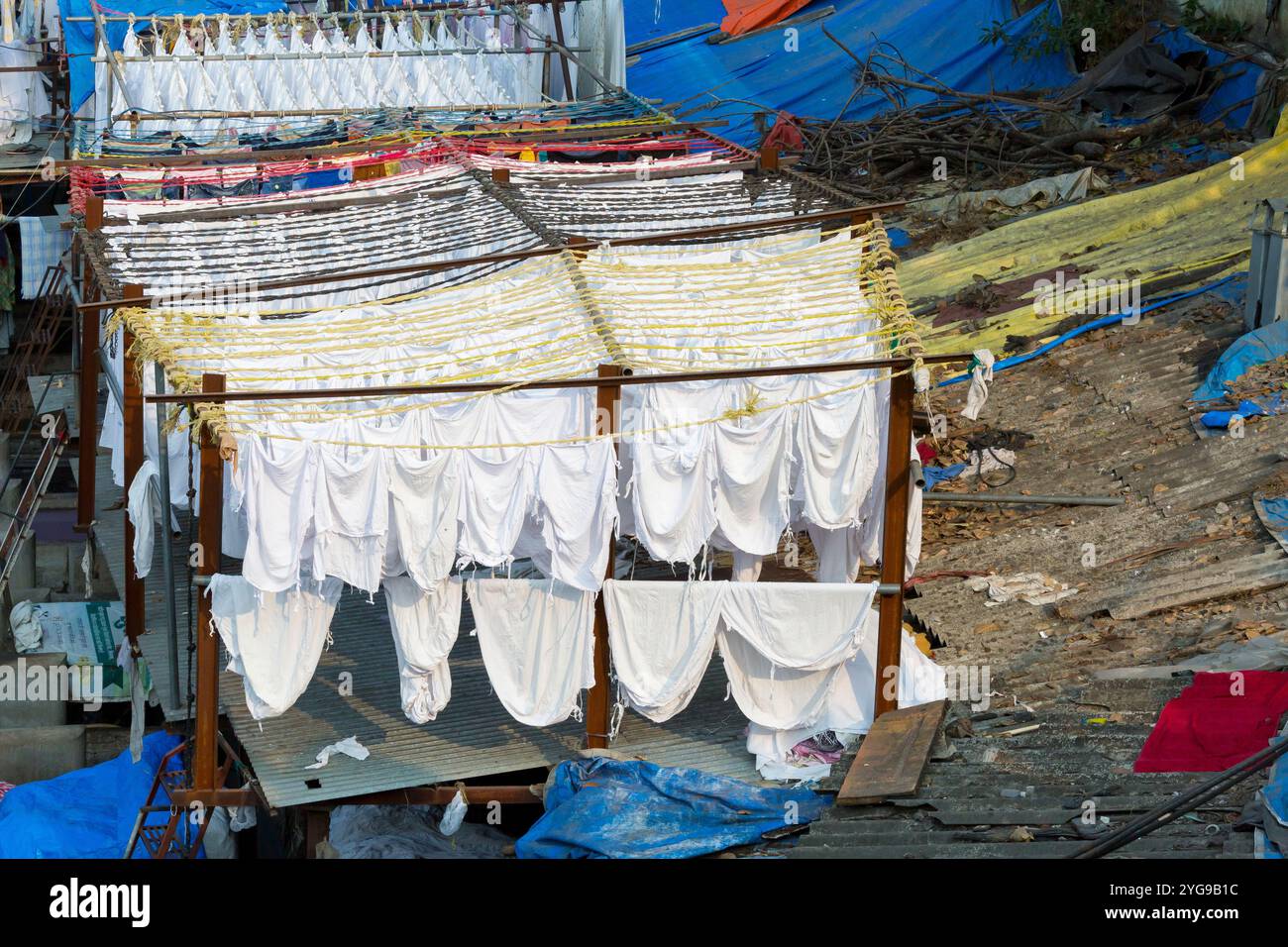India, Mumbai. Dhobi Ghat (Mahalaxmi Dhobi Ghat), open air laundromat (lavoir Stock Photo - Alamy