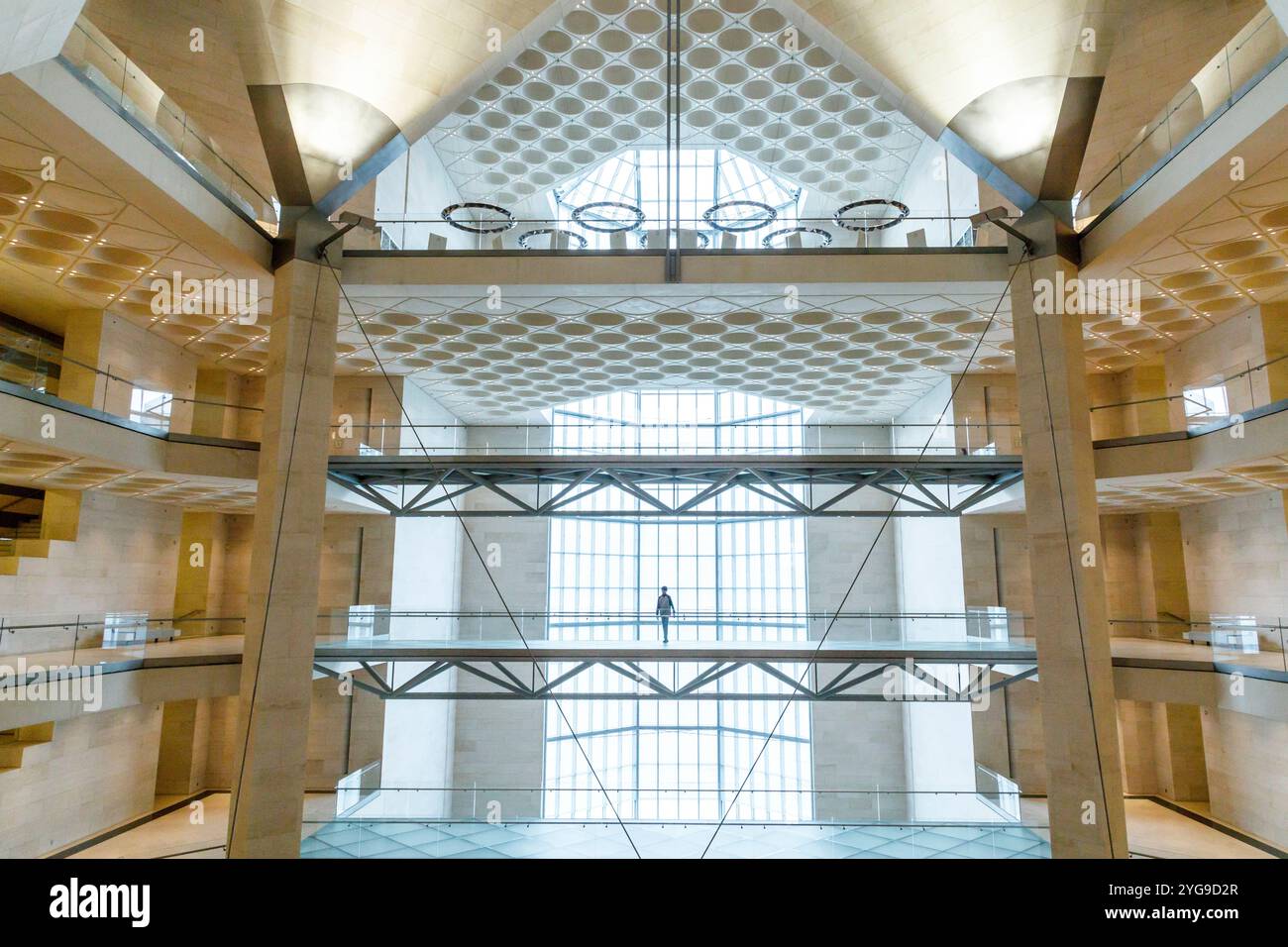 Qatar, Doha. Museum of Islamic Art, built 2008. Floor to ceiling front ...