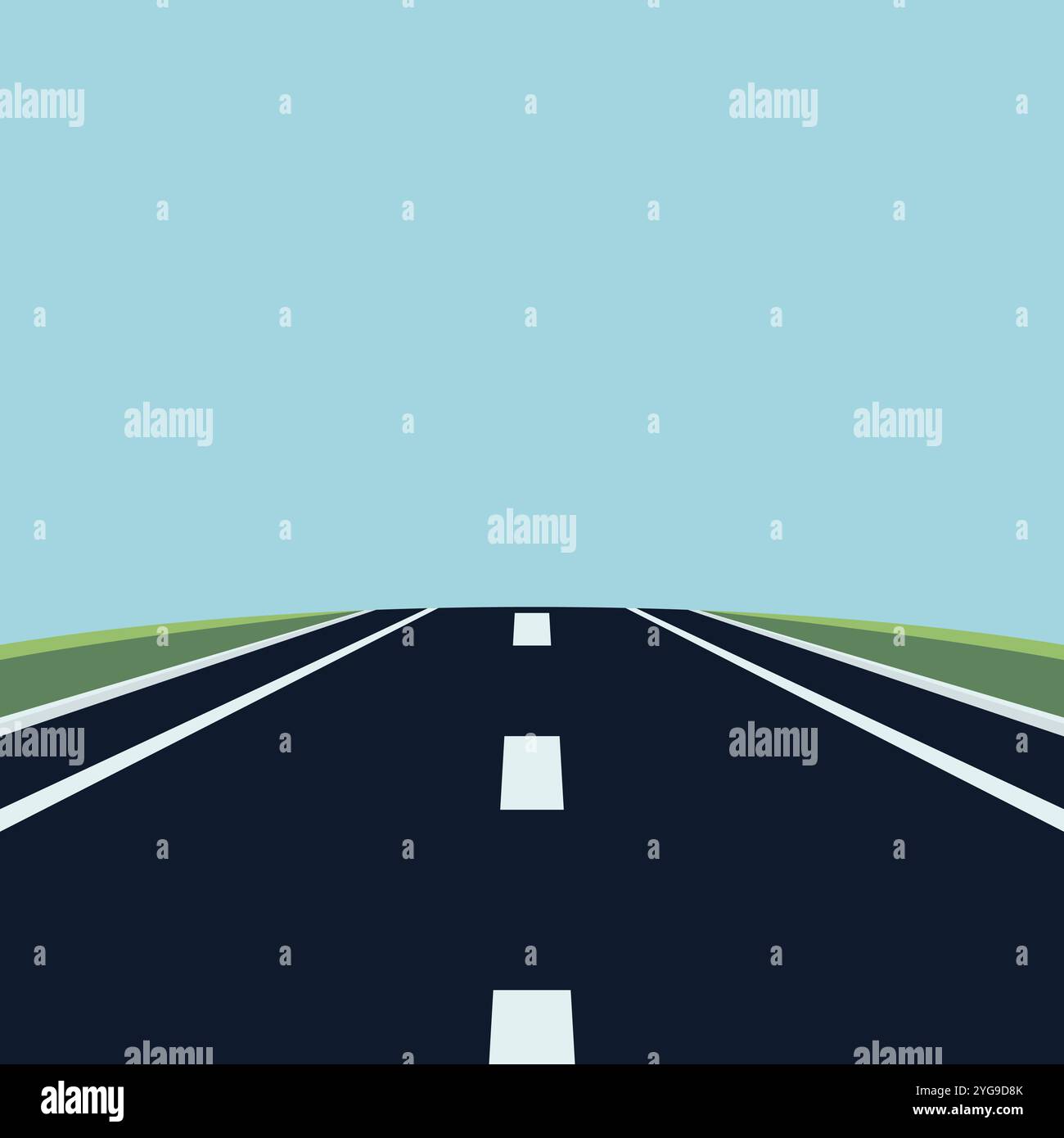 Flat Landscape Design with Road. Scenic Cartoon Highway, Nature ...