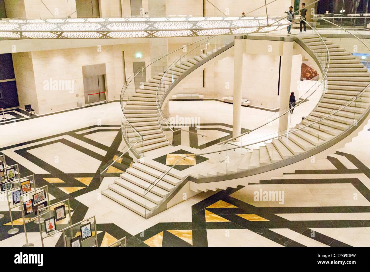 Qatar, Doha. Museum of Islamic Art, built 2008. Main spiral staircase ...