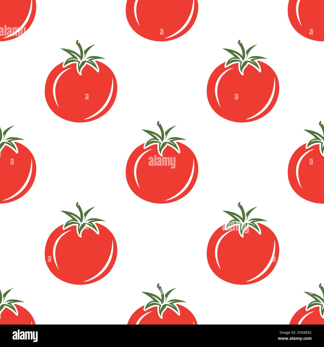 Vector Seamless Pattern with Whole Red Tomato on White Background ...