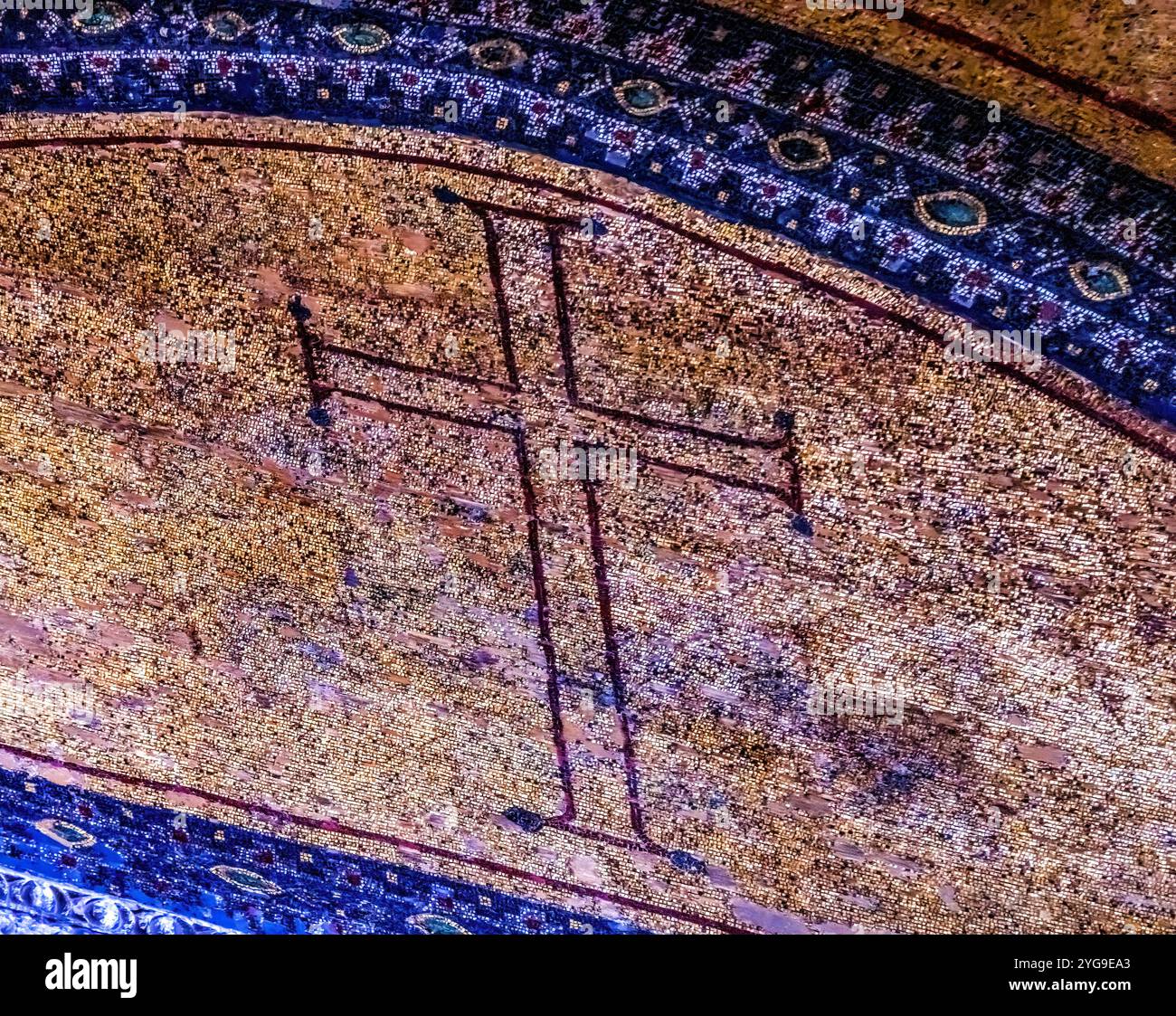 Cross mosaic entrance, Hagia Sophia, Istanbul, Turkey. Emperor ...