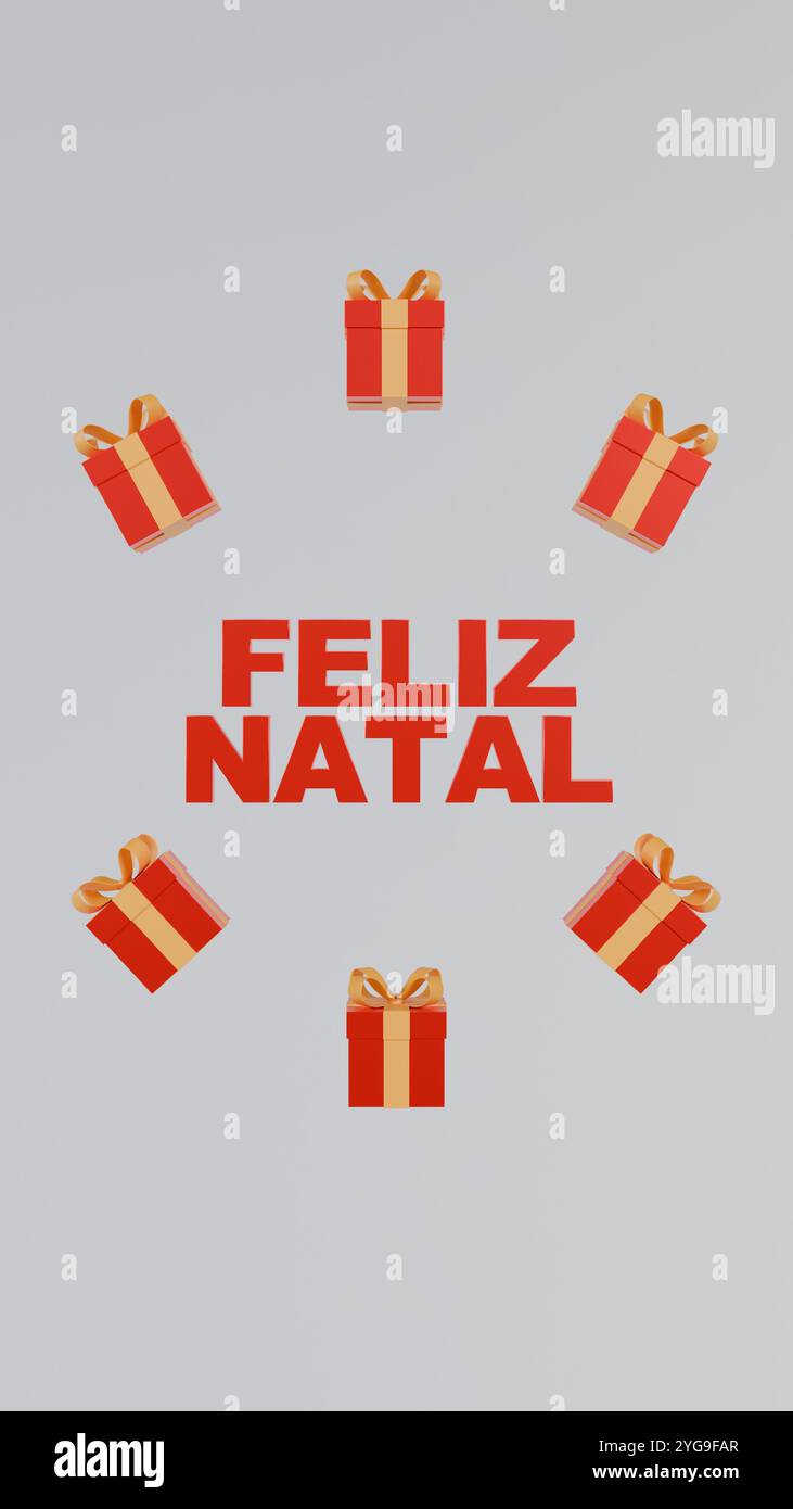 A minimalist and festive 3D design with the text "Feliz Natal" in red ...