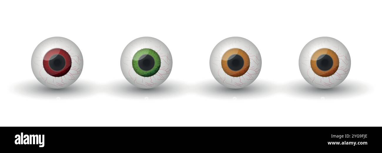 Realistic Vector Isolated Round Eyeballs Set with Various Pupil Colors ...