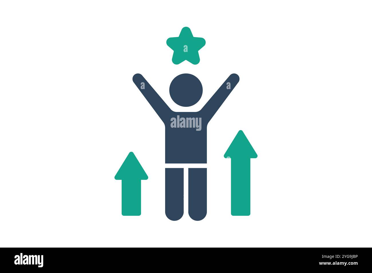 Motivation icon. solid icon style. person with up arrow and star. icon ...