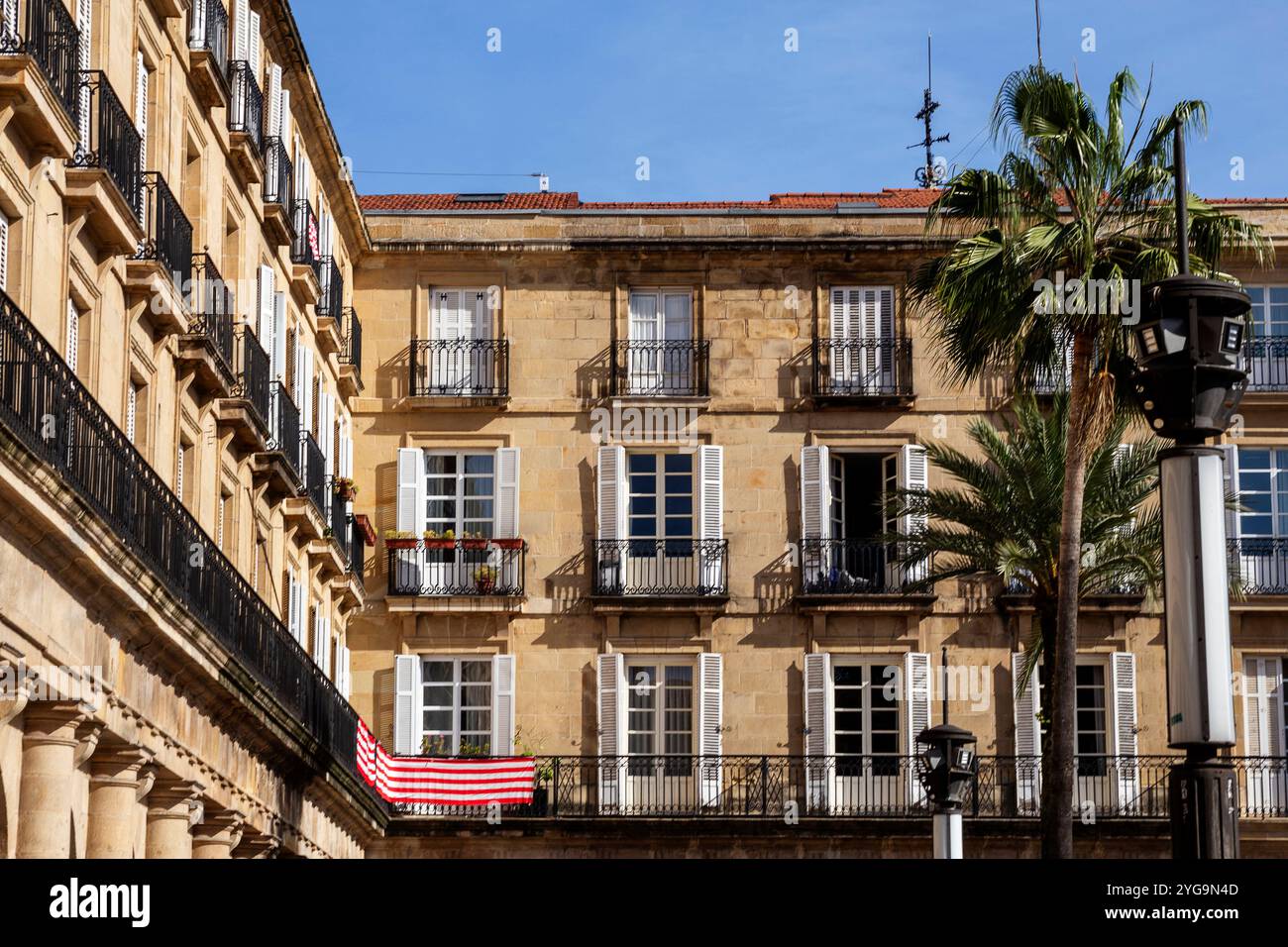 Building at The Plaza Nueva or Plaza Barria (New Square) of Bilbao, a ...