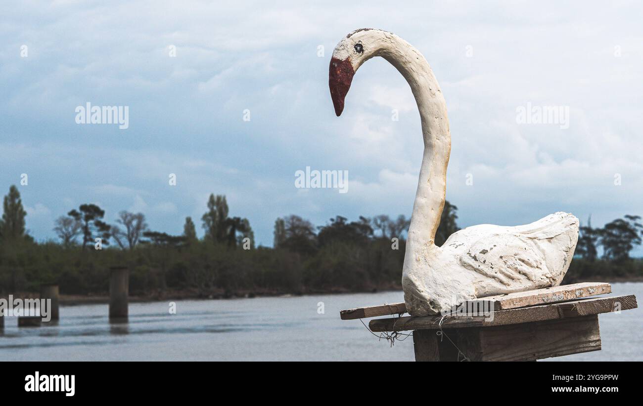 A swan made out of old tyres strange art home made hand made creepy ...