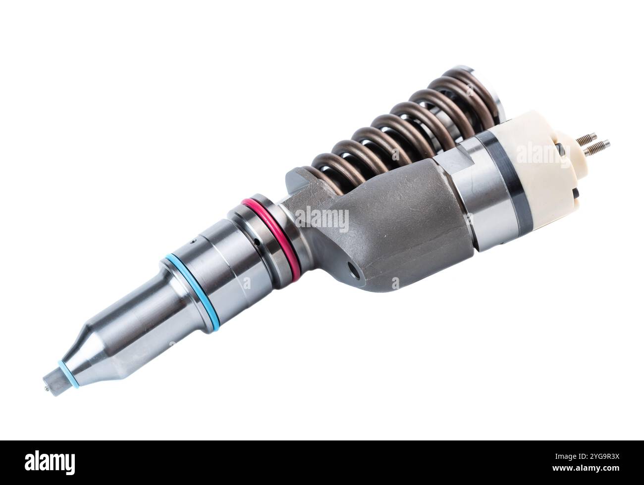 New fuel injector on white background close up Stock Photo - Alamy