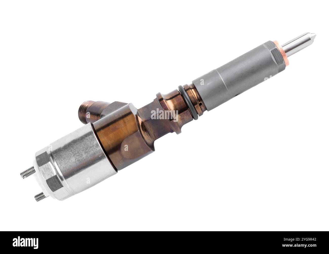 New fuel injector on white background close up Stock Photo - Alamy